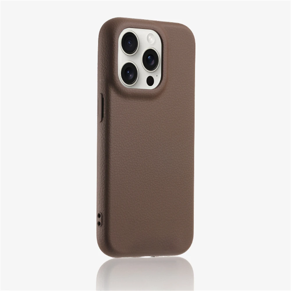 Luxury Solid Color Lychee Leather Pattern TPU Phone Case for iphone 16 ...