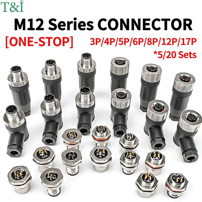 5-20-PCS-M12-12mm-Connector-Aviation-Panel-Back-Front-Mount-Flange ...