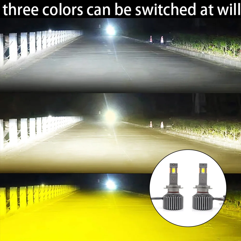 120W 3Color LED Headlight H4 H11 H7 9005 9006 LED Color Changing Fog ...