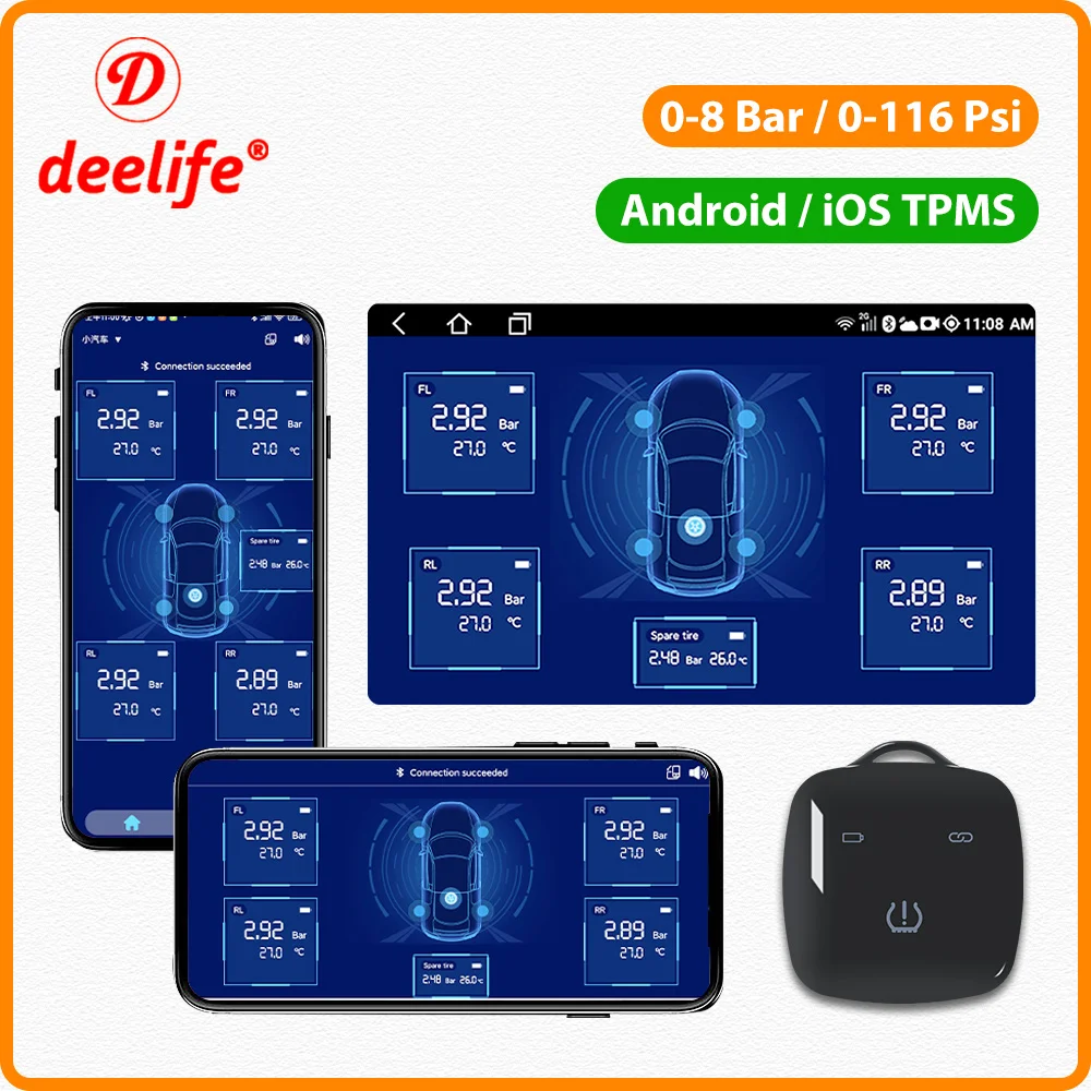 Deelife Car TPMS for Android iOS Tire Pressure Monitoring Control ...