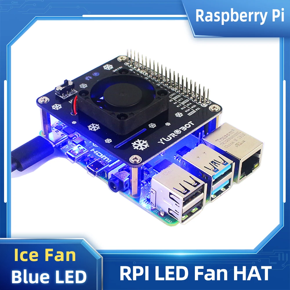 Raspberry Pi 4 Cooling Fan Hat Gpio Expansion Board With Blue Led Light ...