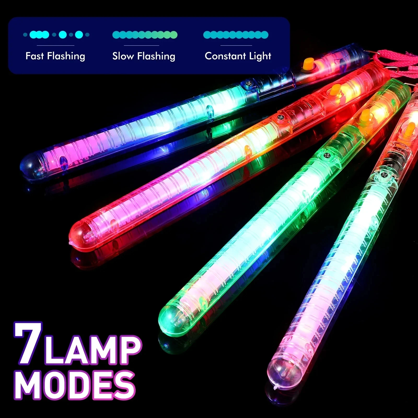 12-24pcs-Flashing-LED-Wand-Sticks-Glowing-Cheer-Wands-Multicolor-Light ...