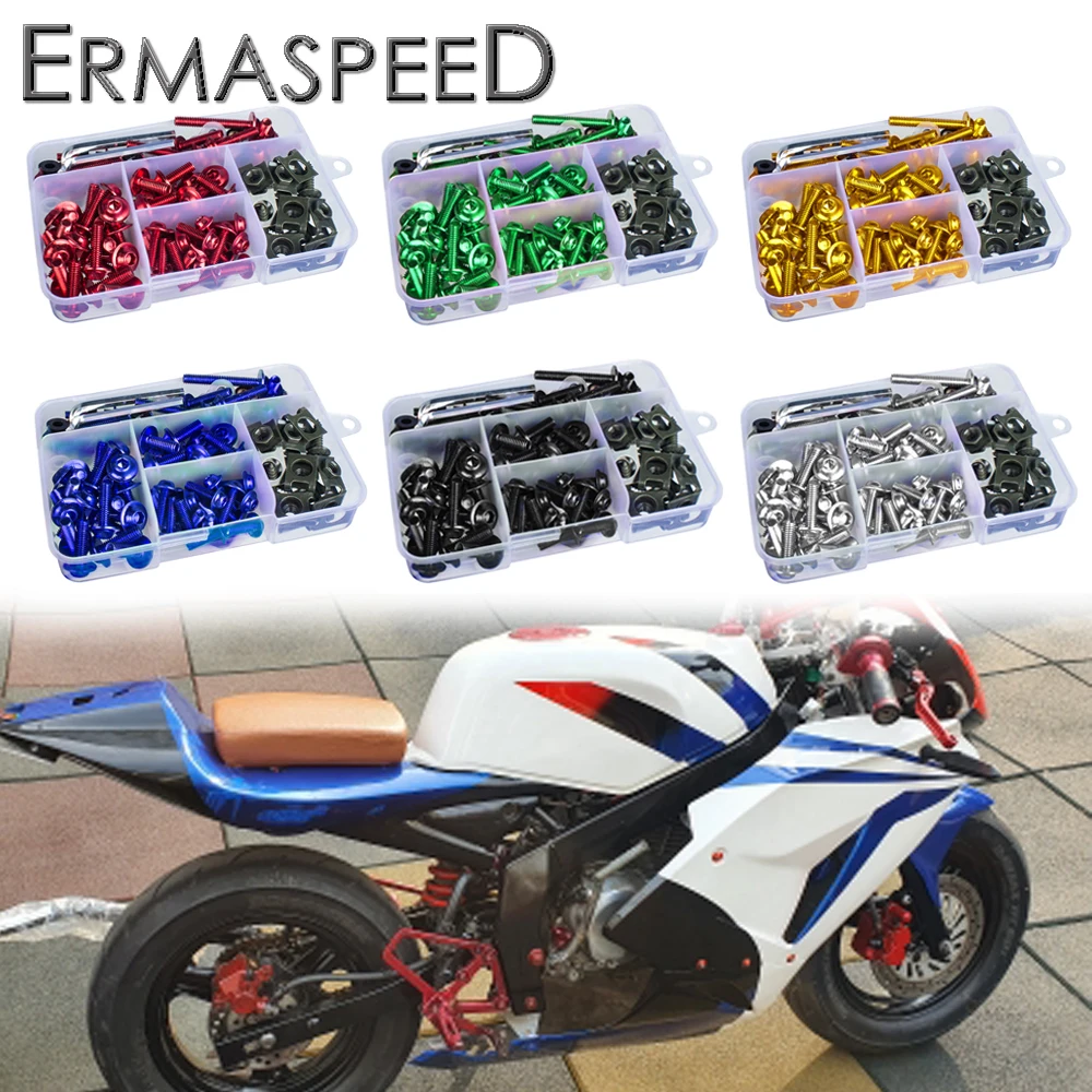 177PCS Motorcycle Fairing Bolts Kit M5 M6 Windscreen Screws Fasteners ...
