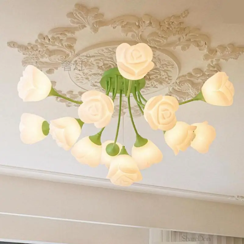 French-Rose-flower-romantic-Ceiling-Lamp-Kids-Room-Light-Ceiling ...