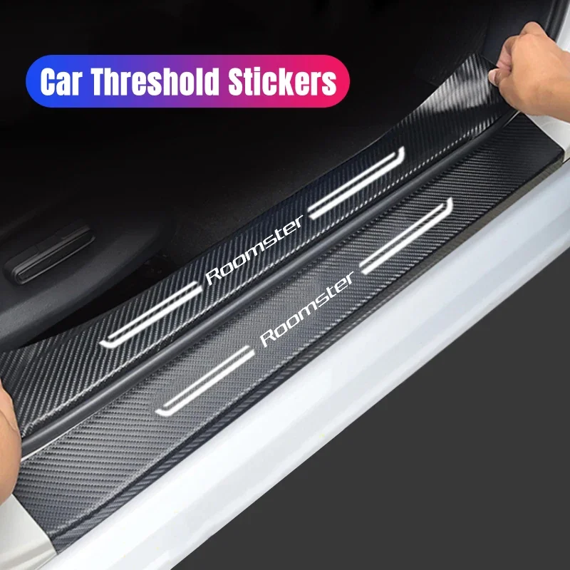 Carbon-Fiber-Car-Door-Sill-Protector-Film-Rear-Scuff-Plate-Threshold ...