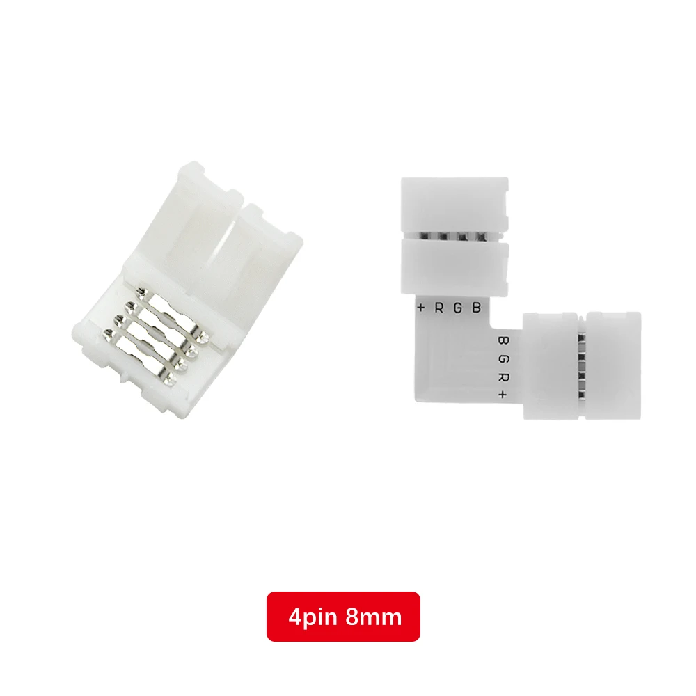 5pcs-4PIN-8mm-Led-Connector-L-Shape-8mm-4pin-RGB-3528-2835-Led-Strips ...