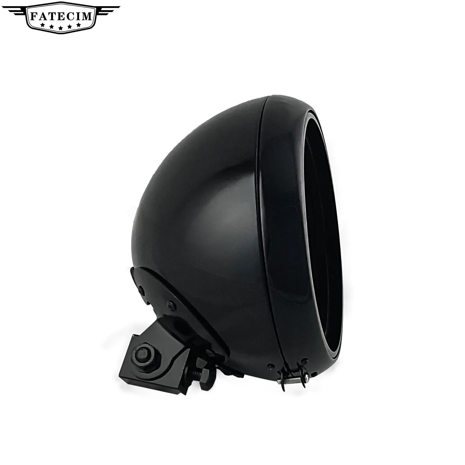 7-Inch-Motorcycle-Front-Headlight-Black-Housing-for-Harley-Heritage-Fat ...