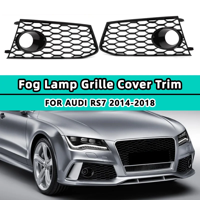 HONEYCOMB Glossy Black Car Fog Light Grill Cover For Audi A7 2014 2015 ...