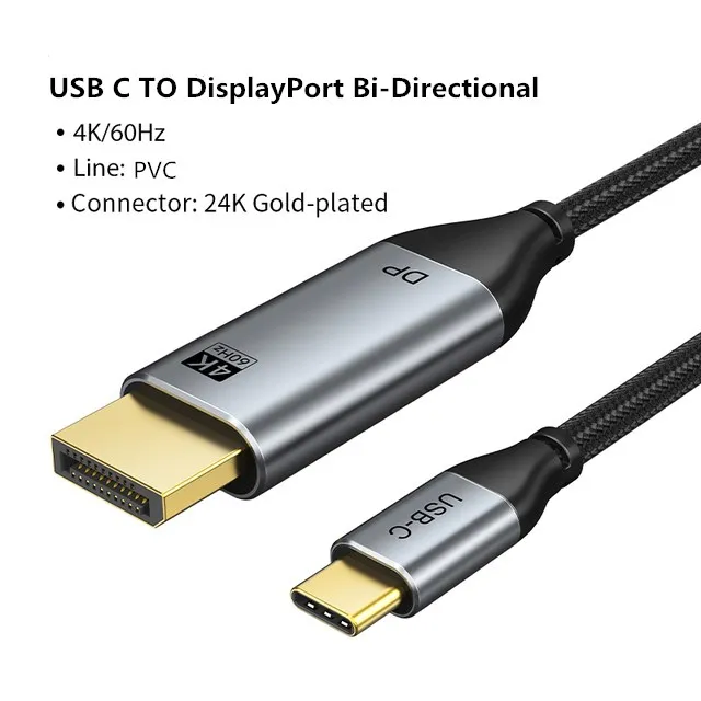 DisplayPort to USB C Cable Bi-directional 4K DP Type C 3.1 to Display ...