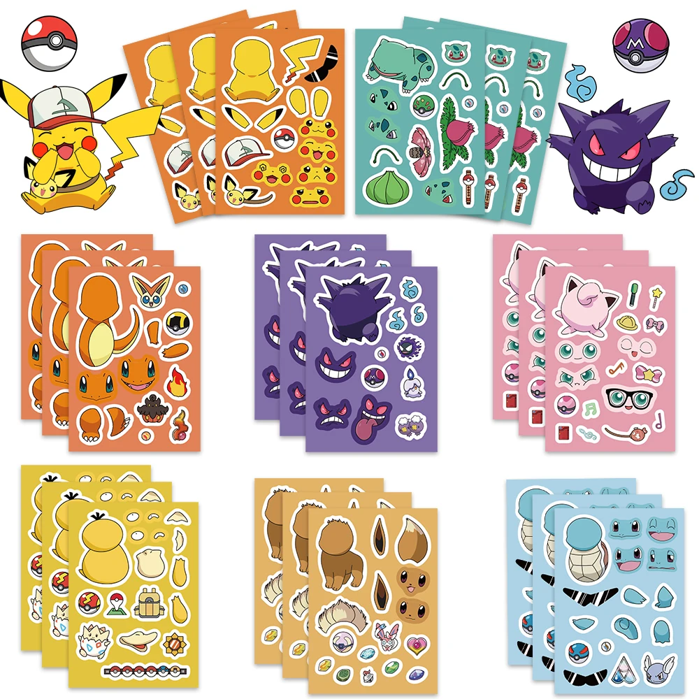 8-16Sheets-Pokemon-Pikachu-Funny-Cute-Children-DIY-Puzzle-Gengar ...