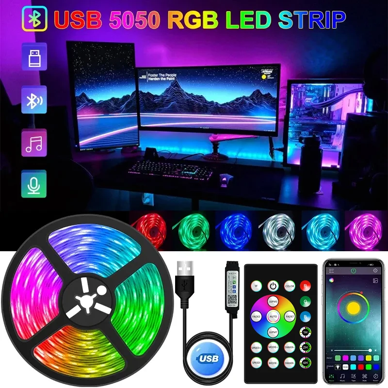 5050 LED Strip Light USB Bluetooth RGB 5V LED RGBW Lights Flexible LED ...