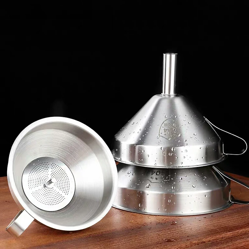 Embudo de acero inoxidable para aceite de cocina, embudo de Metal con ...