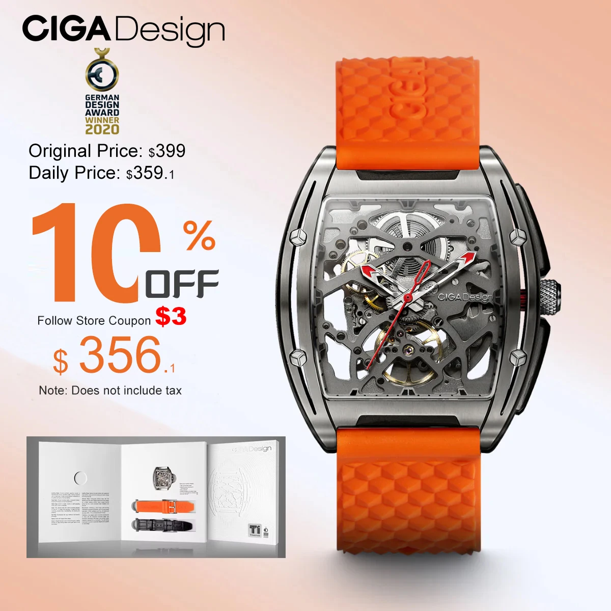CIGA-Design-Skeleton-Automatic-Titanium-Watch-for-Men-Z-Series-Orange-Mechanical-Wristwatches ...