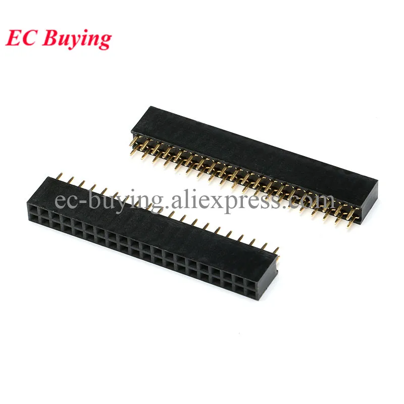 10PCS-2X20-PIN-Double-row-Straight-FEMALE-PIN-HEADER-2-54MM-PITCH-Strip ...