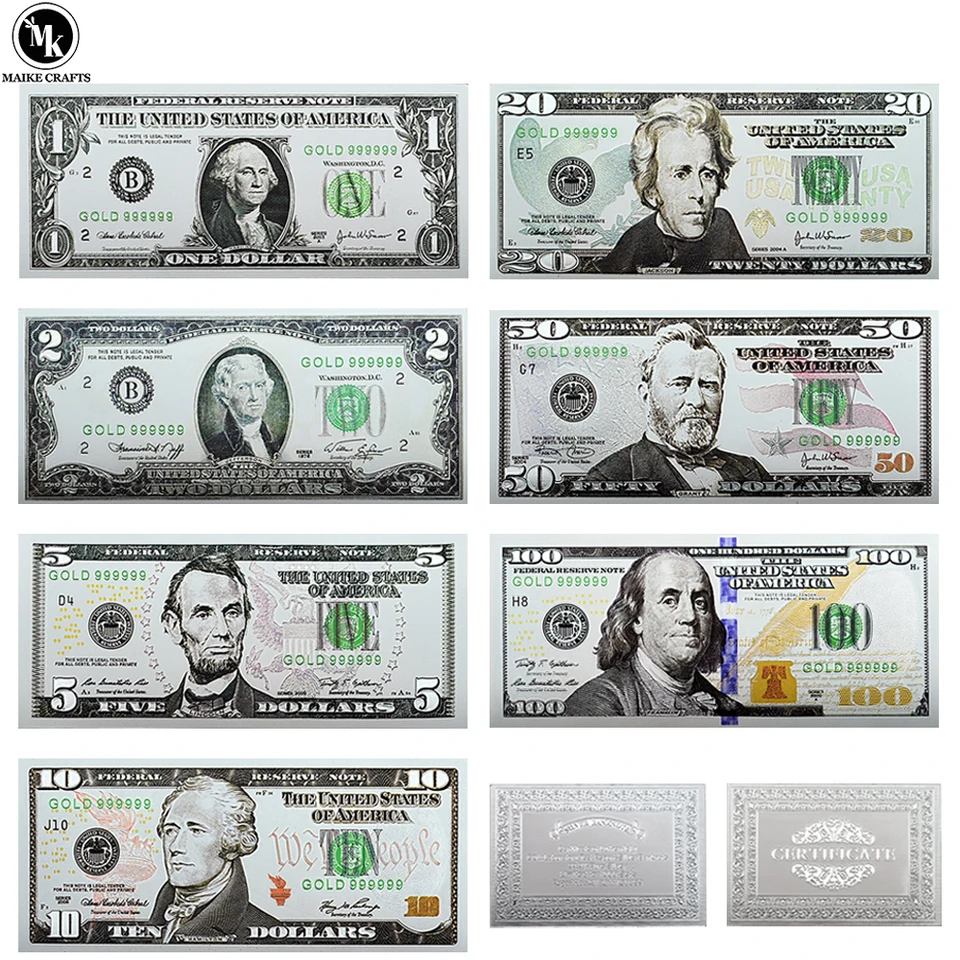 Dollar Bills Actual Size Printable New 1/2/5/10/20/50/100 US Dollar