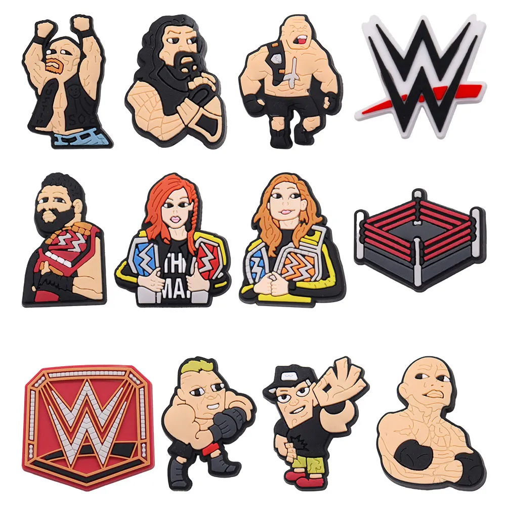 1-12PCS-PVC-Shoe-Charms-Cartoon-Wrestle-Garden-Shoes-Ornaments ...