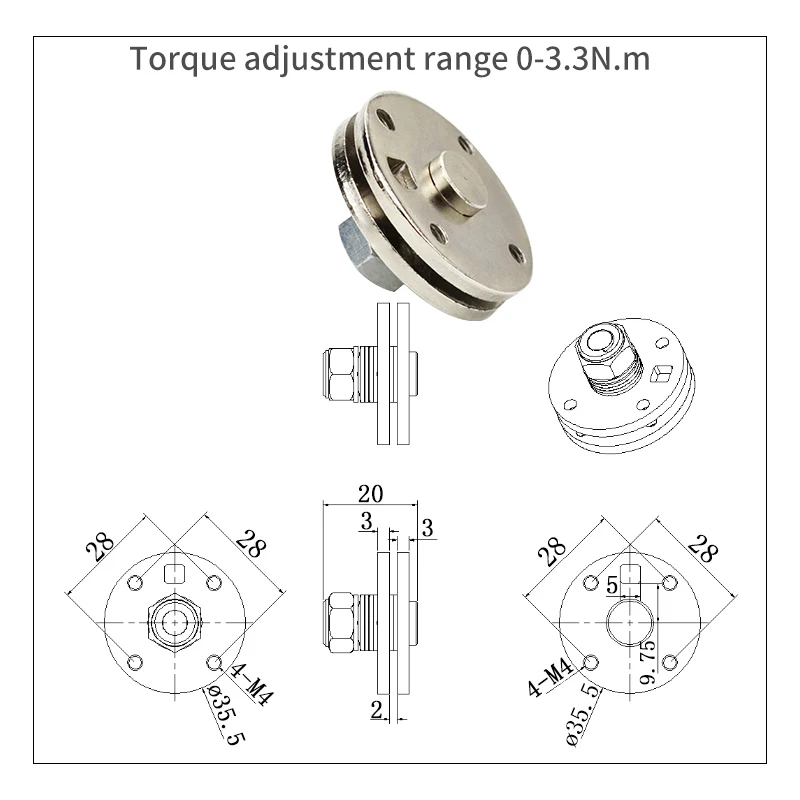 Csuklópánt 0-3.3N.M Clamshell Összecsukható Ajtó Ellenállás Kerek ...