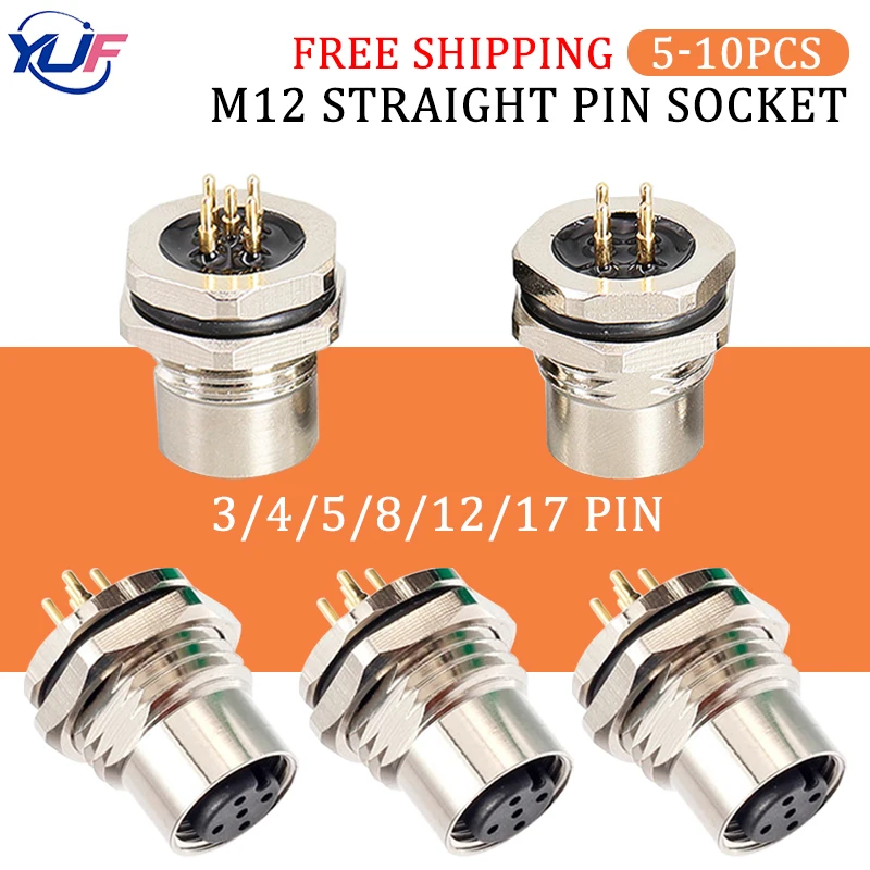 M12-Panel-Back-Mount-Flange-Socket-Sensor-Male-Female-Connector ...