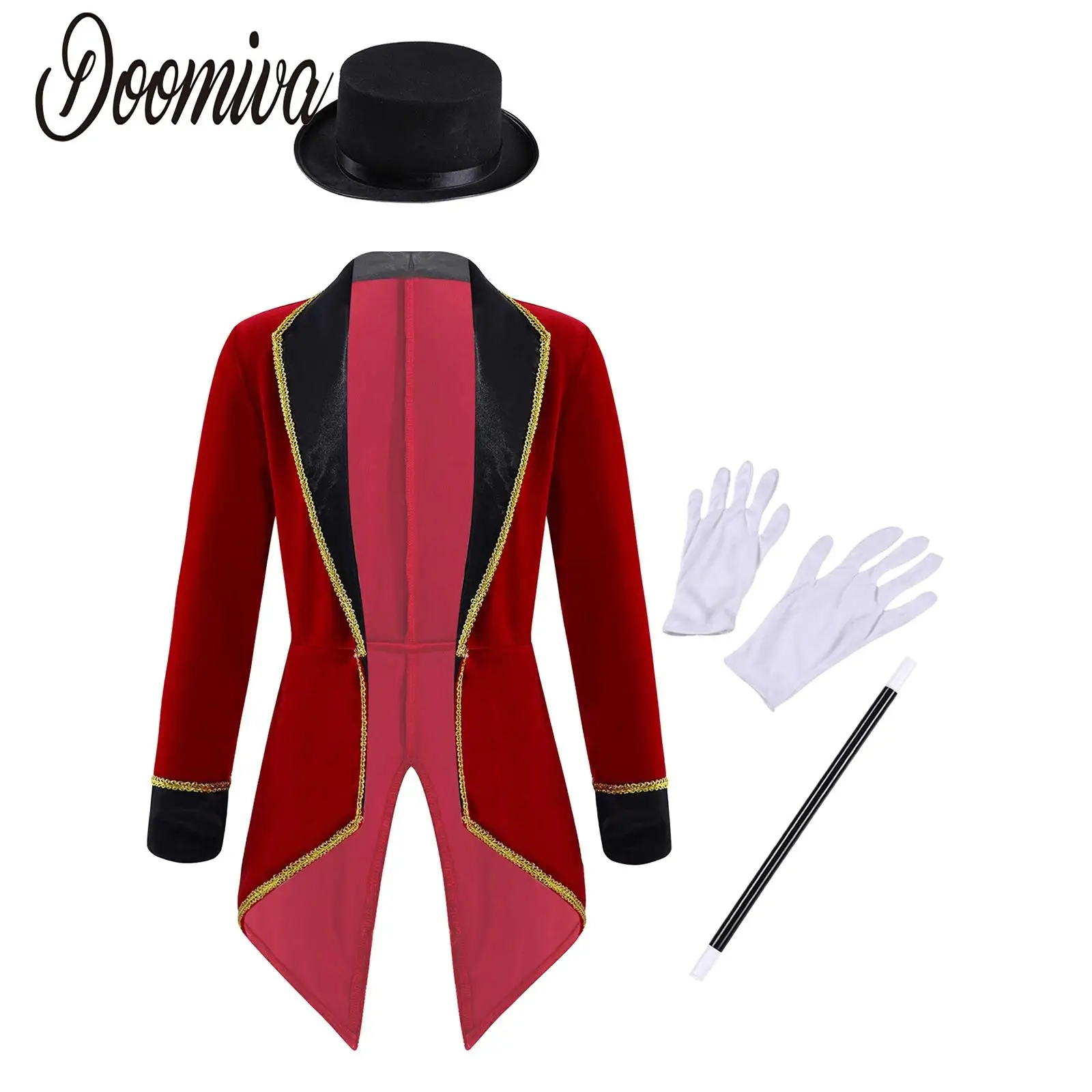 Kids-Boys-Girls-Circus-Ringmaster-Showman-Halloween-Costume-Lion-Tamer ...