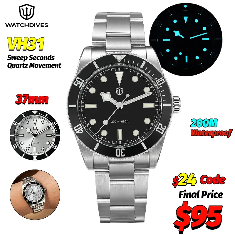Watchdives WD7922 Quartz Watch VH31 Movement 200m Waterproof Men ...