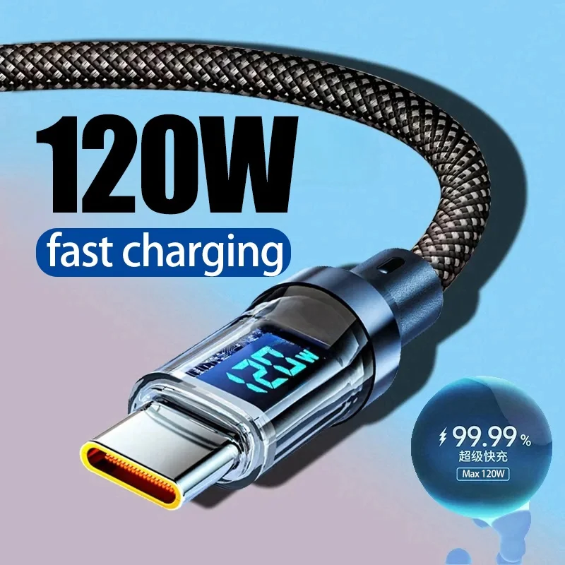 New-120W-LED-Digital-Display-Quick-Charge-USB-Type-C-Cable-For-Samsung ...
