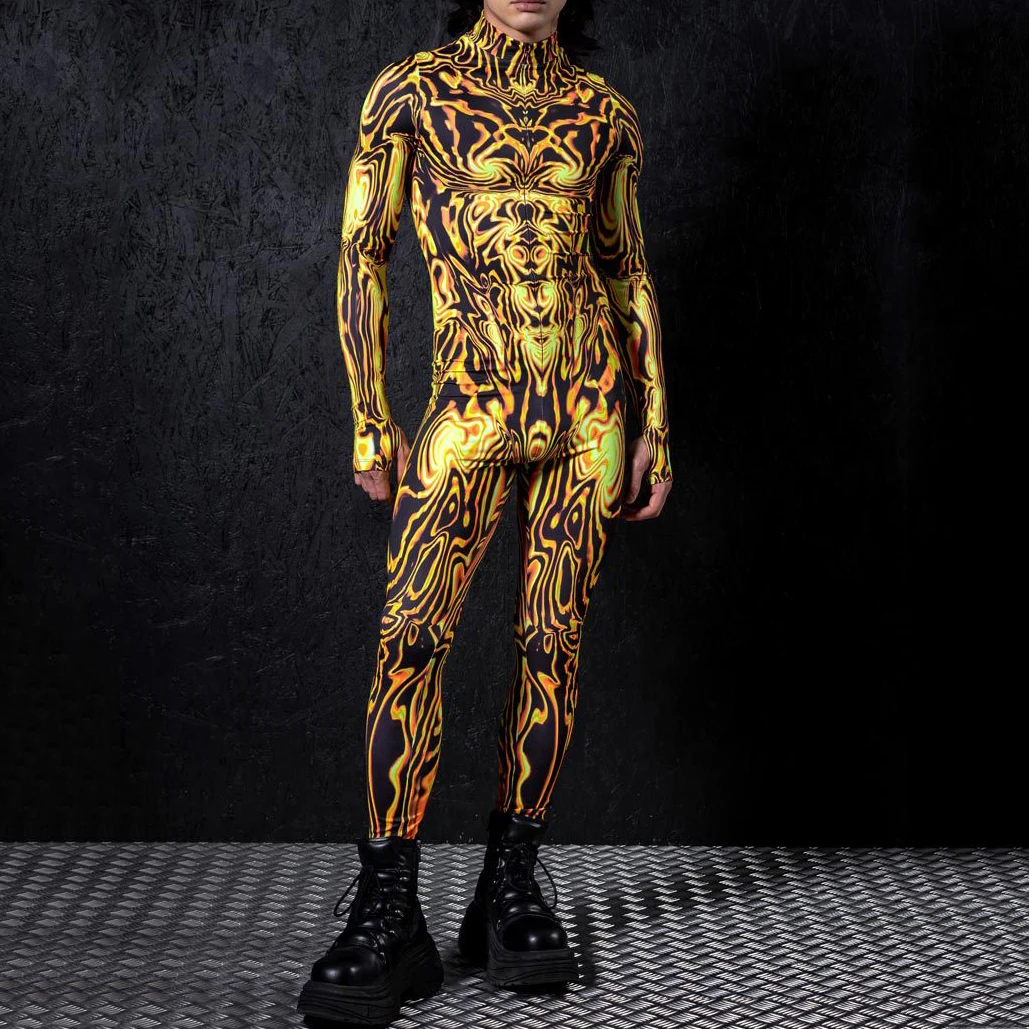 Halloween Cyberpunk Armour Jumpsuit Men Bodysuit Steampunk Costume ...