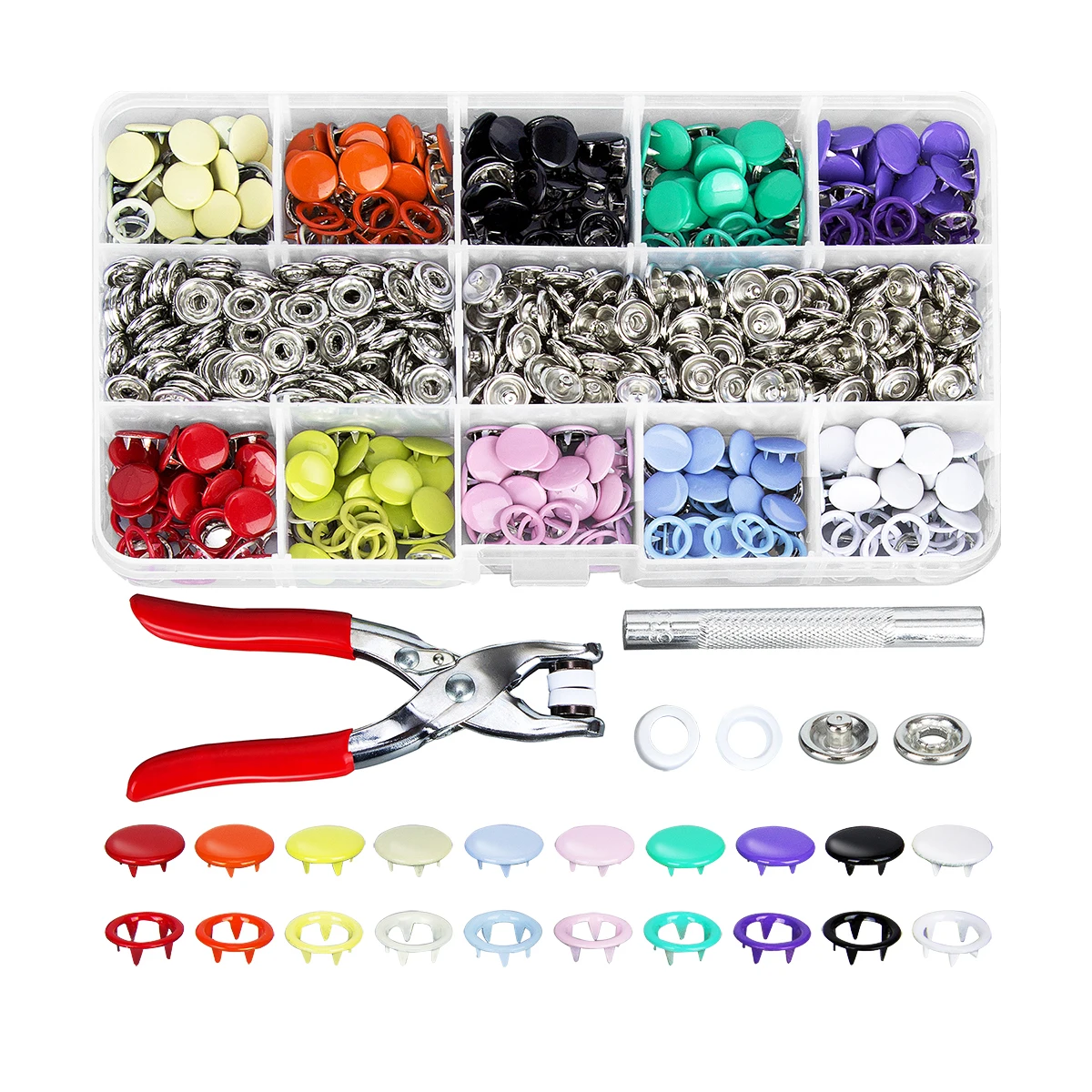 100-200-Sets-of-Five-Claw-Button-Kits-with-Tools-Hollow-and-Solid-Metal ...