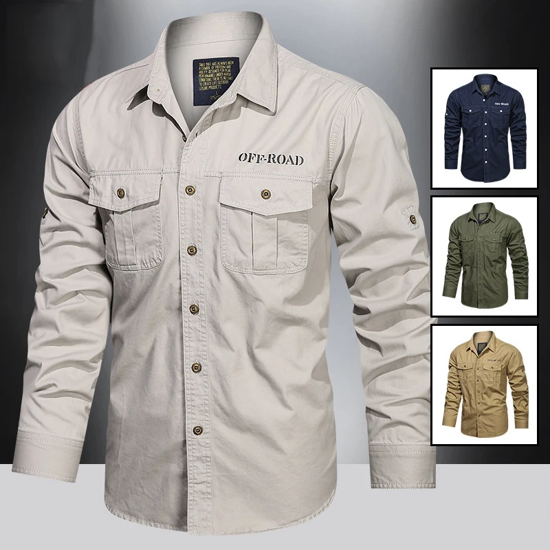 Brand Spring Autumn Military Shirt Men 100% Cotton Long Sleeve Summer ...