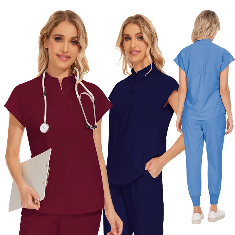 Solid-Stand-collar-Doctor-surgical-gowns-Women-Spa-beauty-salon-work ...