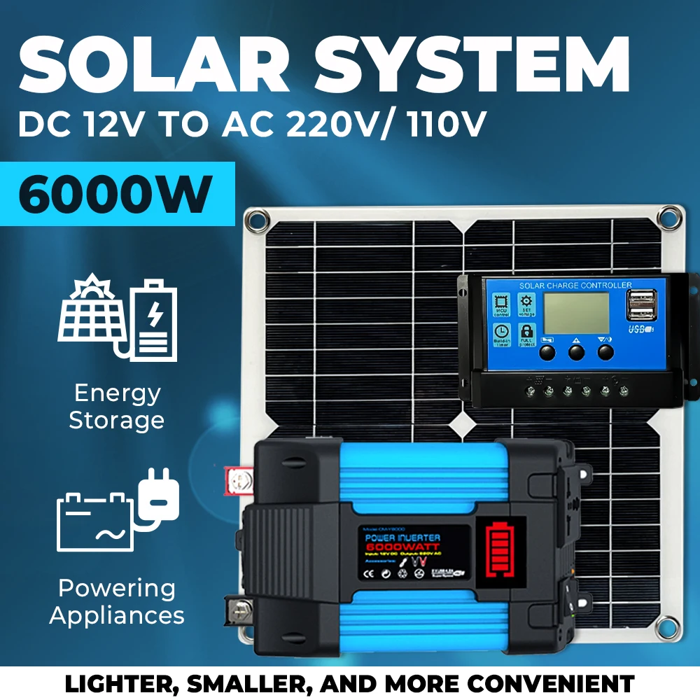 Solar System for Home Complete Kit 6000W Power Inverter 30A Solar ...