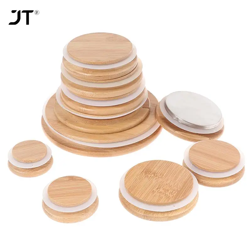 1pcs Bamboo Lids Reusable Jar Canning Caps Non Leakage Sealing Wooden ...