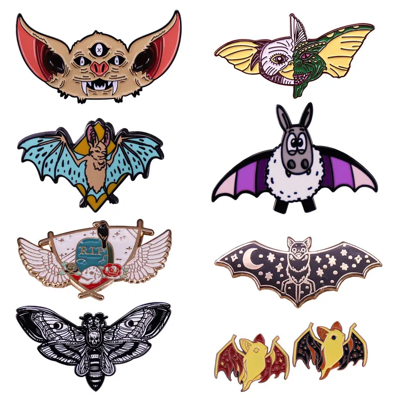 Horrible-Bat-Cartoon-Pin-Interesting-Halloween-Metal-Enamel-Brooch ...