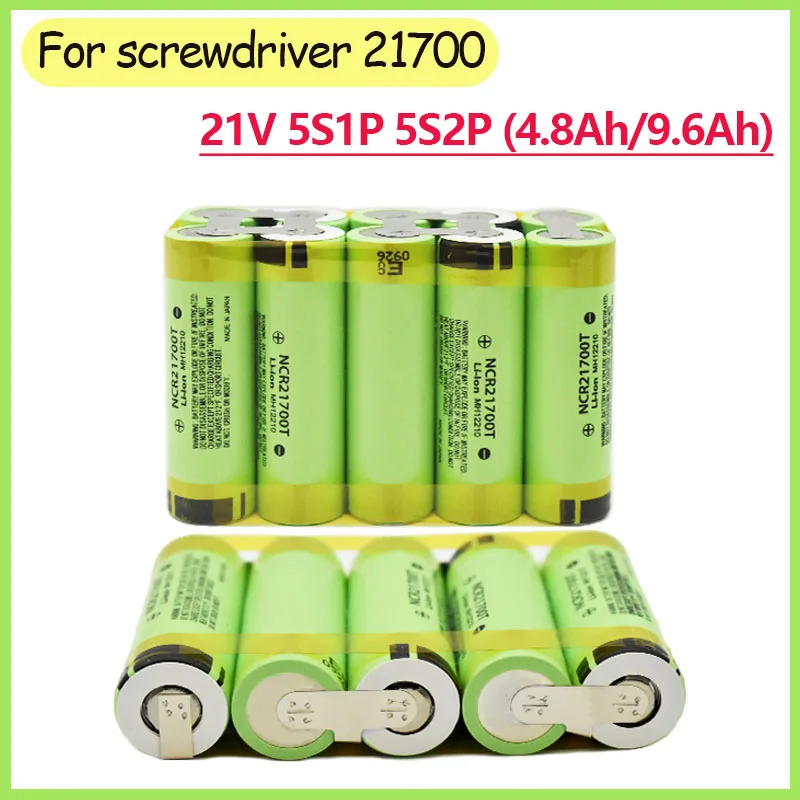 21V Welded 21700 Lithium Battery Pack with 20 Amps, 5S1P 4.8AH, 5S2P 9.6AH, for Screwdriver+DIY ...