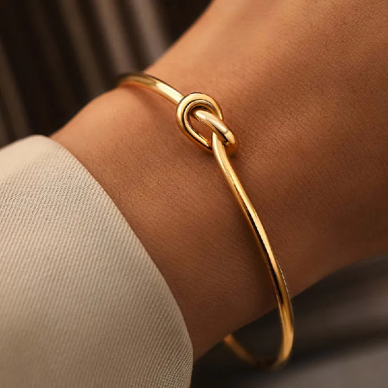 Fashionable C-shaped Bracelet With Knots Made Of Stainless Steel A ...