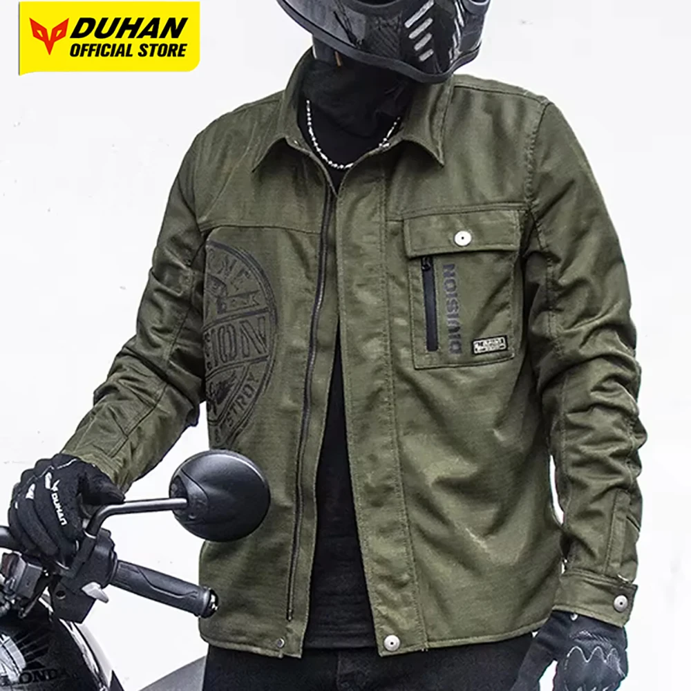 DUHAN Motorcycle Jackets Men Retro Moto Cycling Shirt Reflective ...