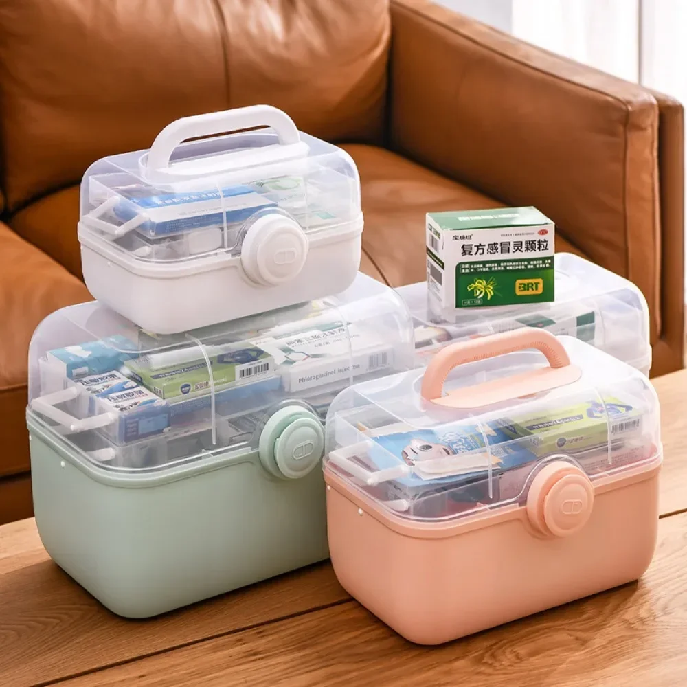 Family Medicine Storage Box with Anti Slip Handle Multi Layer Large ...