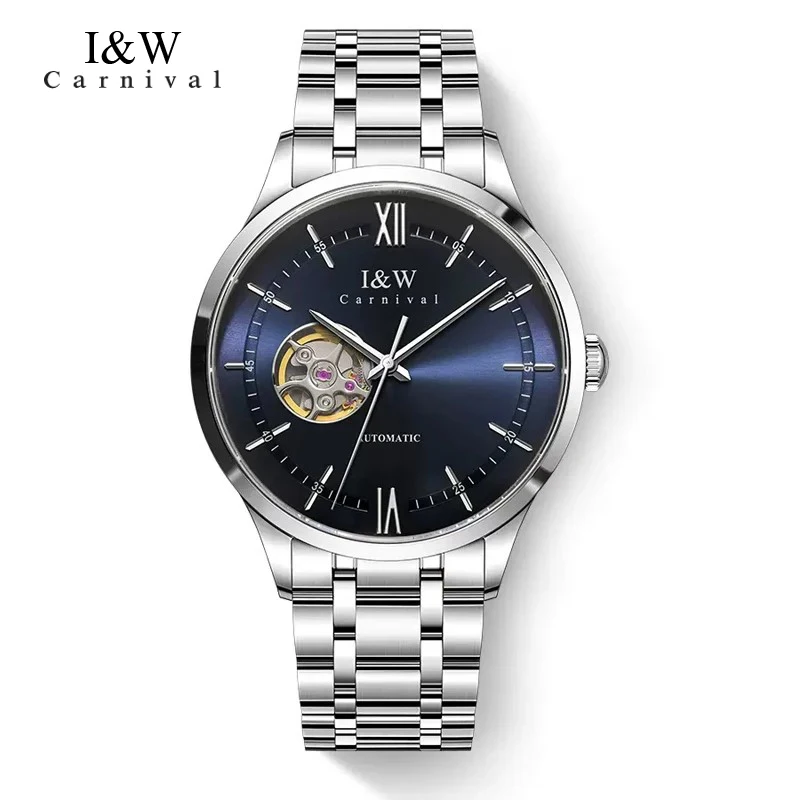 IW-Watch-Men-Silver-Blue-Wristwatches-Skeleton-Automatic-Mechanical ...