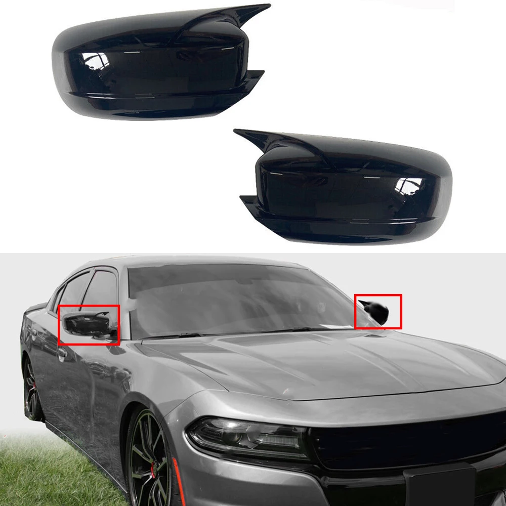 1Pair OX Horn Side Mirror Cover Caps For Dodge Charger SRT RT Chrysler ...