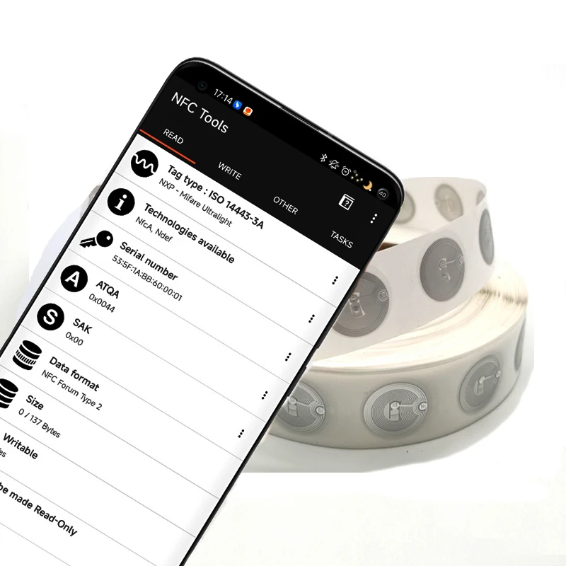 Etiquetas-NFC-Adesivos-RFID-redondos-para-Android-phone1K-Bytes-RFID ...