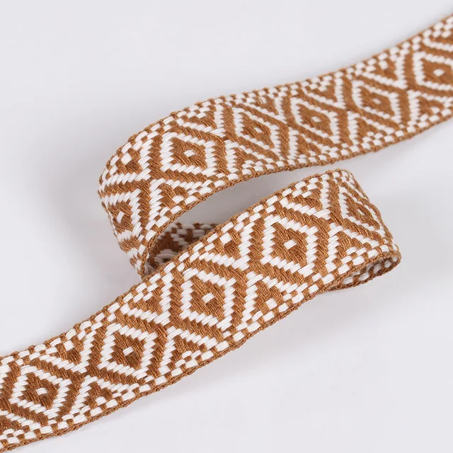 50 Yards Geometric Jacquard Webbing 25mm Polyester Cotton Ribbon Trim ...
