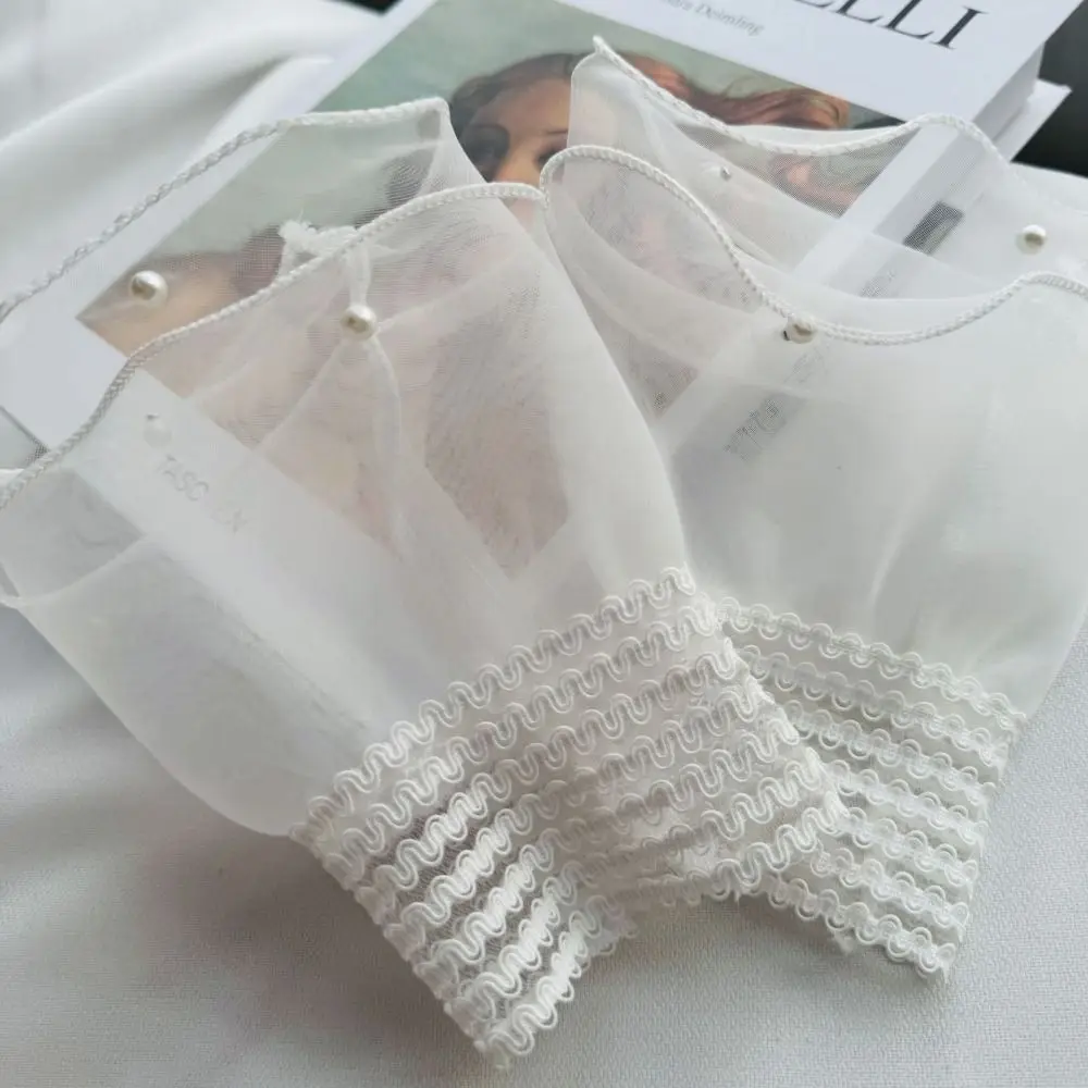 New Mesh Pearl Fake Cuff Detachable White Black False Sleeve Cuffs ...