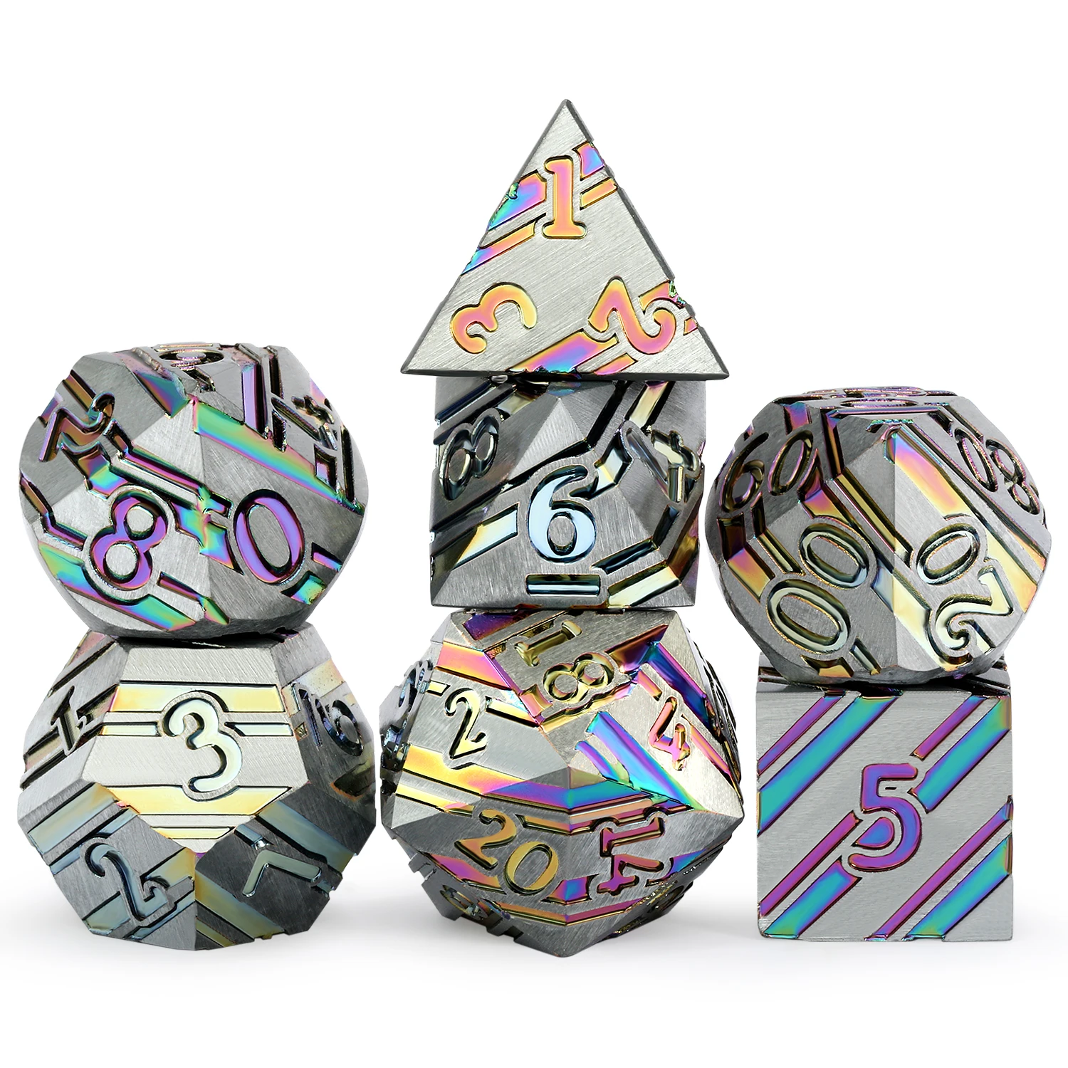 Stripe-Metal-Dice-Set-D-D-DNDND-7-PCS-Zinc-Alloy-Metallic-Dice-Set-with ...