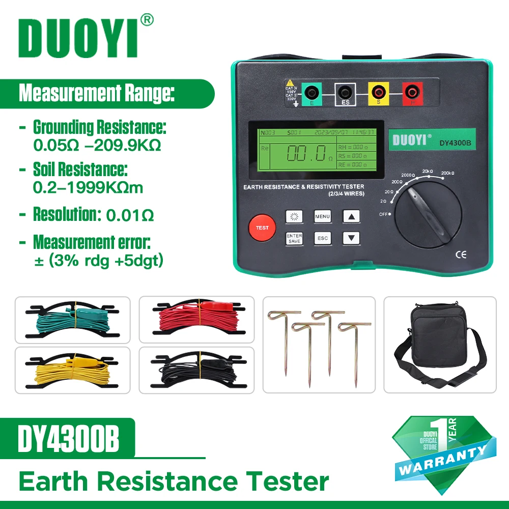 DUOYI-probador-Digital-de-tierra-DY4300B-resistencia-al-suelo-mosc-ohm-metro-resistencia-al ...