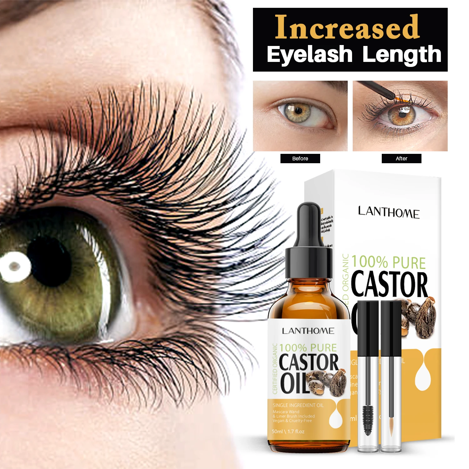 Castor Oil Eyelashes Before After