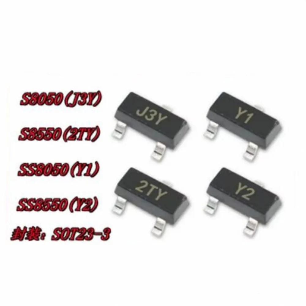 100PCS-S8050-S8550-SS8050-SS8550-Screen-J3Y-2TY-Y1-Y2-SOT23-3-SMD ...