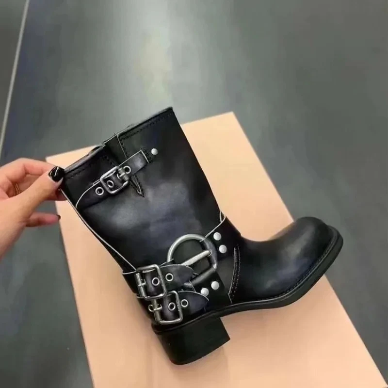 Autumn-2024-Buckle-Strap-Platform-Combat-Leather-Latch-Ankle-Boots-for ...