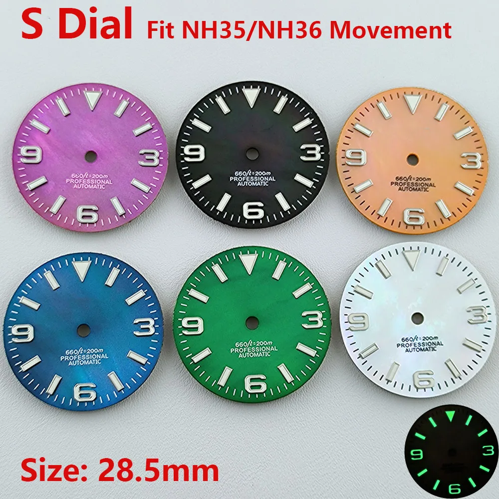 28-5mm-NH35-dial-Shell-dial-S-dial-Green-luminous-dial-Suitable-for ...
