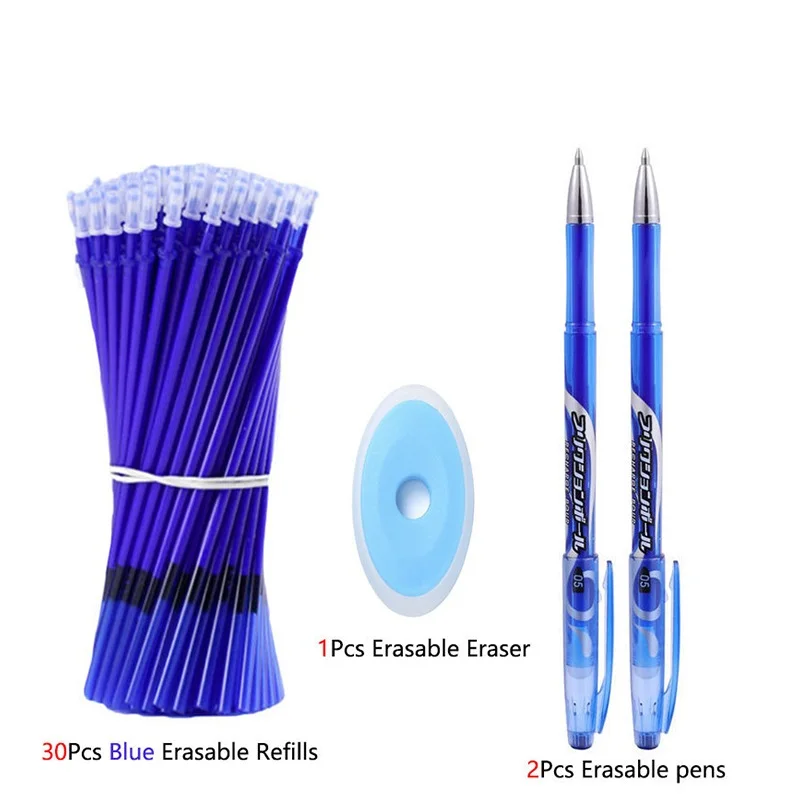 33Pcs Set Erasable Gel Pen Set Refills Rod 0.5mm Washable Handle Magic ...