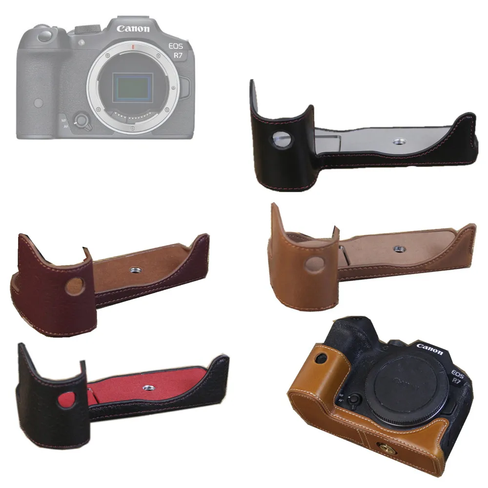 R7 PU / Real Genuine Leather Camera Half Base Body Case Cover Protector ...