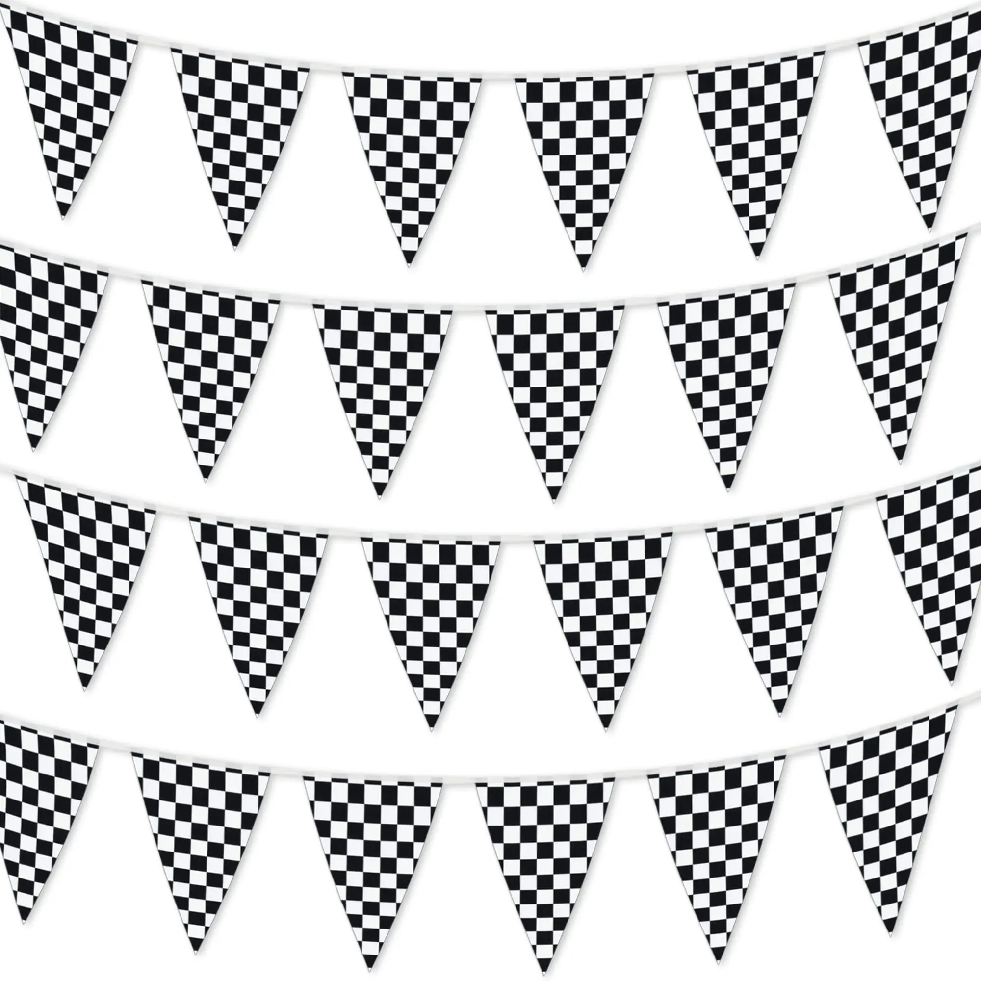 Racing Car Party Triangle Flag Banner Checkered Flag Pennant Banner for ...